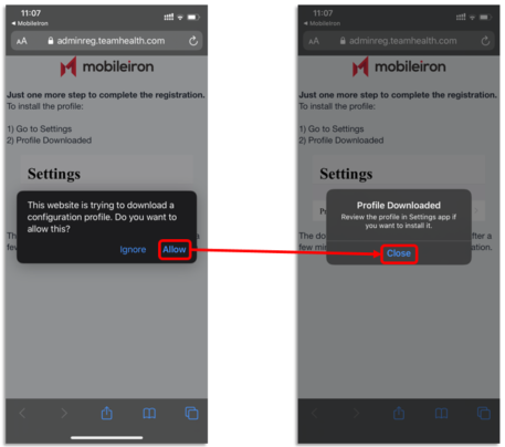 MobileIron: IOS Installation Instructions - TeamHealth Help